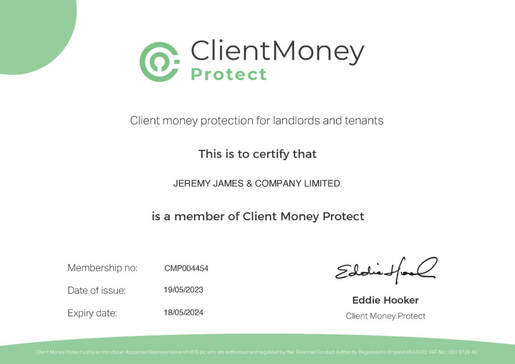 Client Money Protection Certificate | Jeremy James & Company